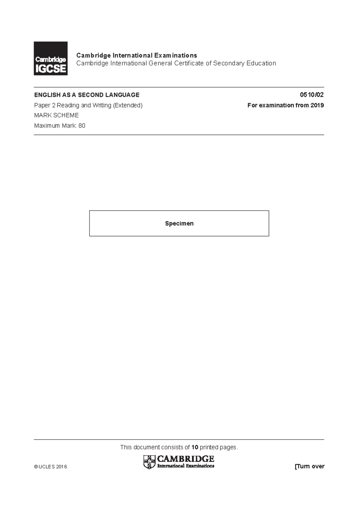 333459 2019 specimen markscheme paper 2 - This document consists of 10 ...