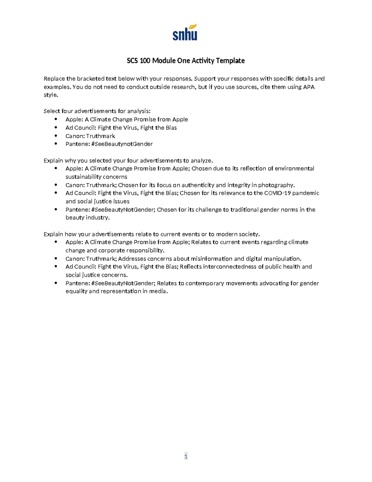 SCS 100 Module One Activity Submit - SCS 100 Module One Activity ...