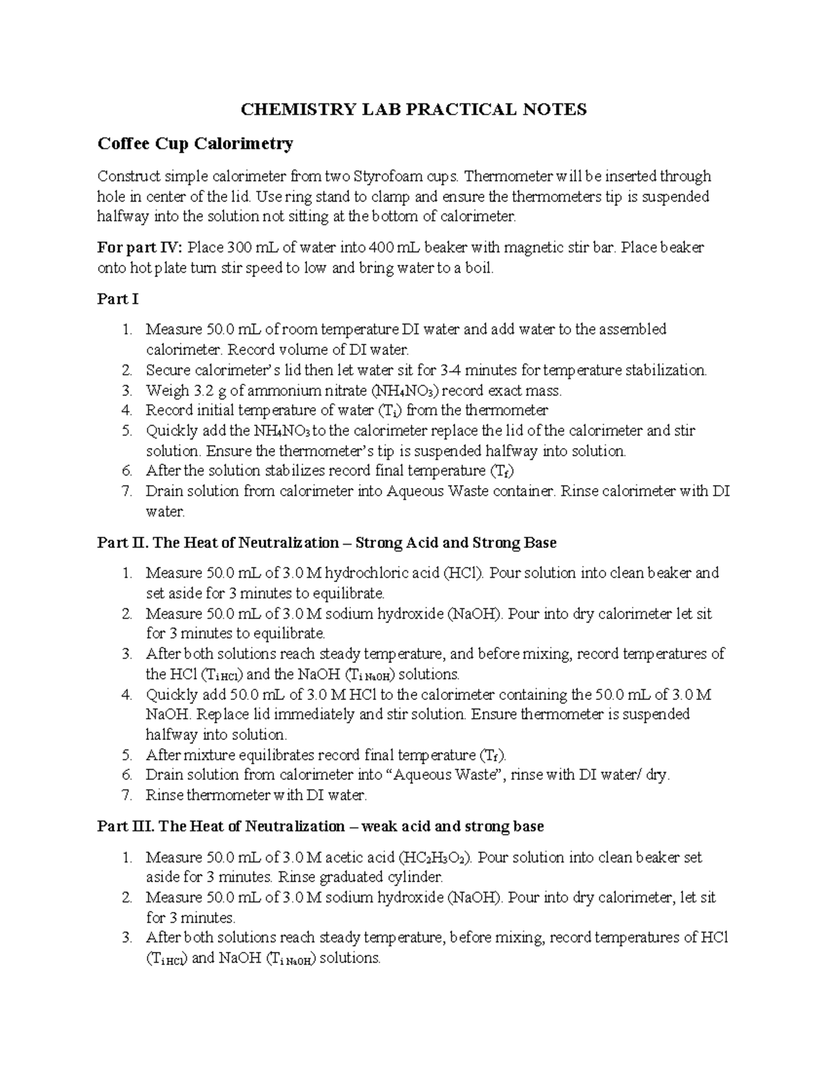 Cell Biology Test 1 Notes - CHEMISTRY LAB PRACTICAL NOTES Coffee Cup ...