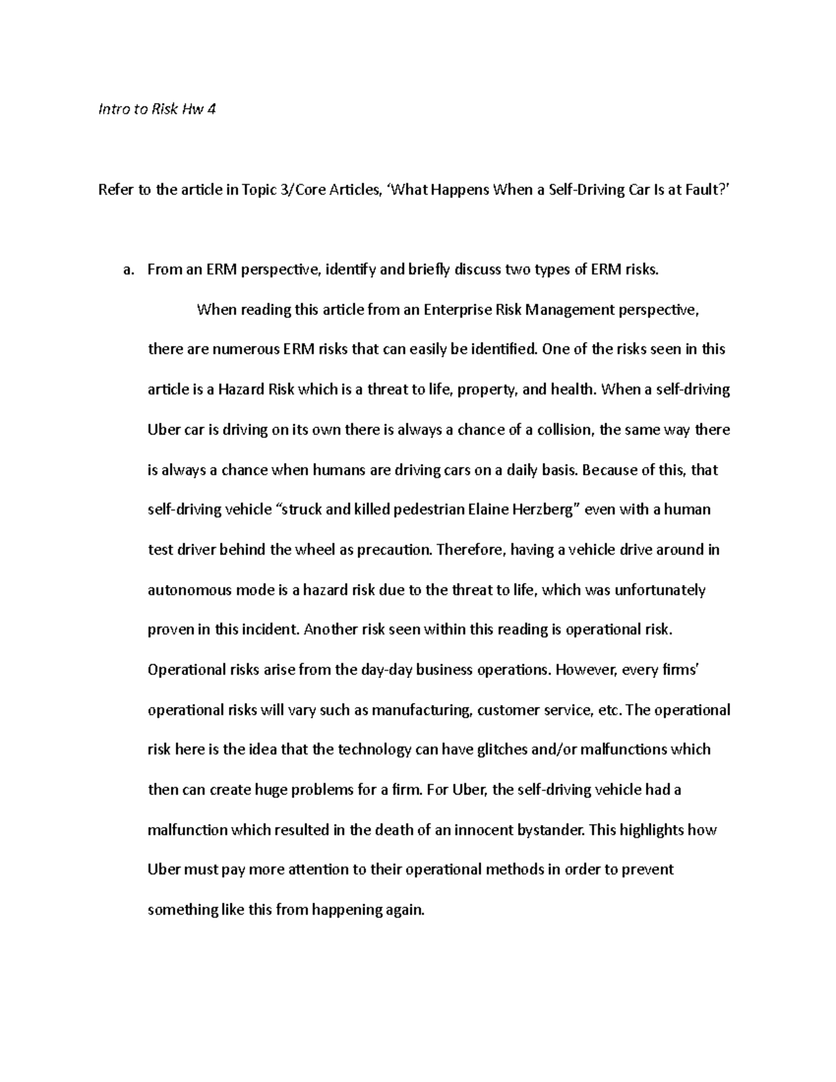 Intro to Risk Hw 4 - Homework 4 - Intro to Risk Hw 4 Refer to the ...