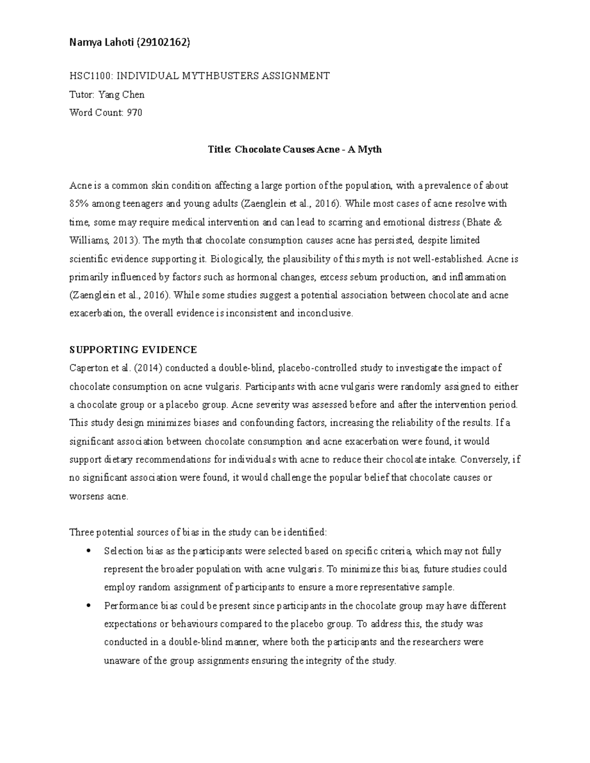 29102162 HSC1100 Individual Assignment - HSC1100: INDIVIDUAL ...