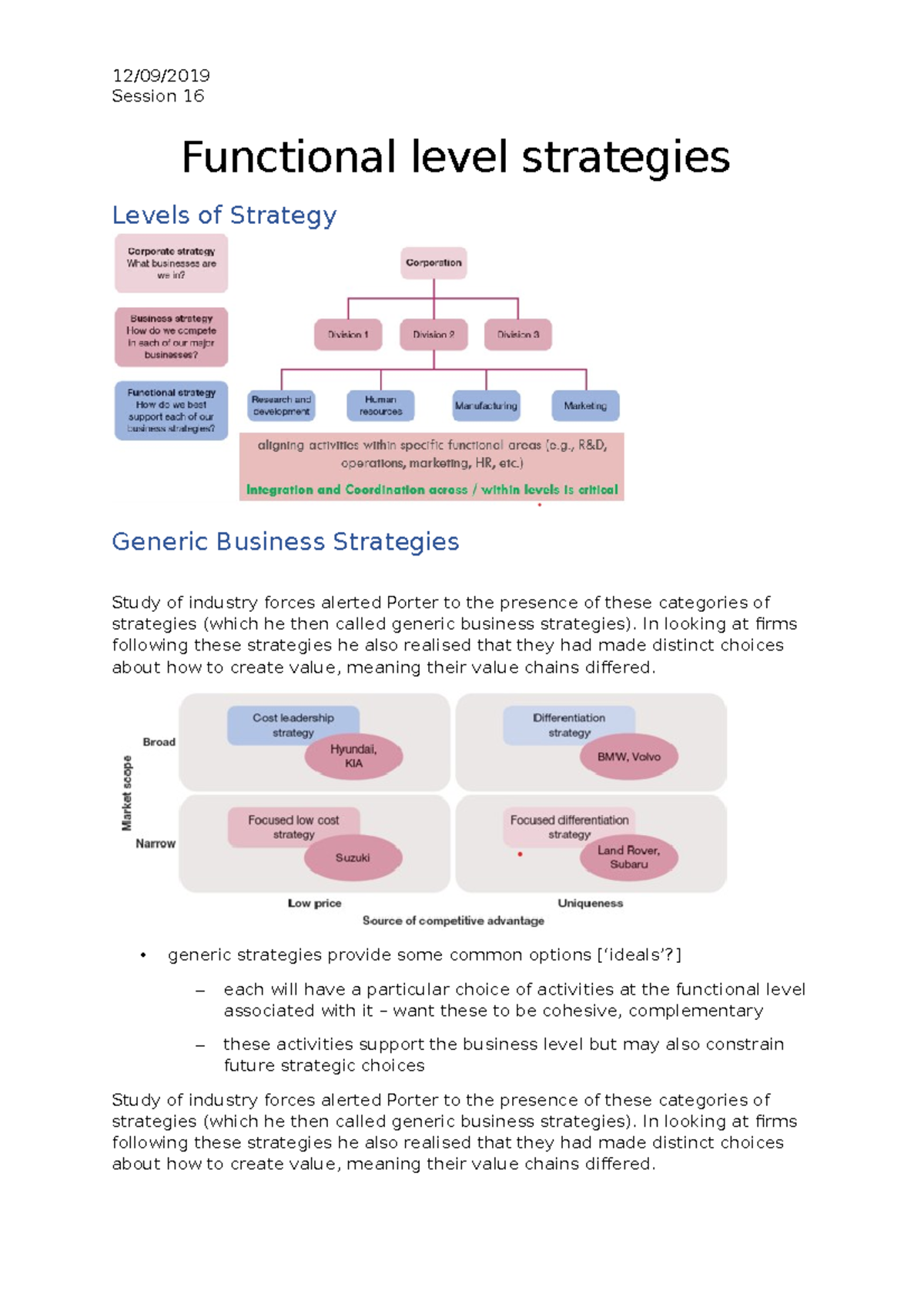 Session 16 Functional level strategies - Session 16 Functional level ...