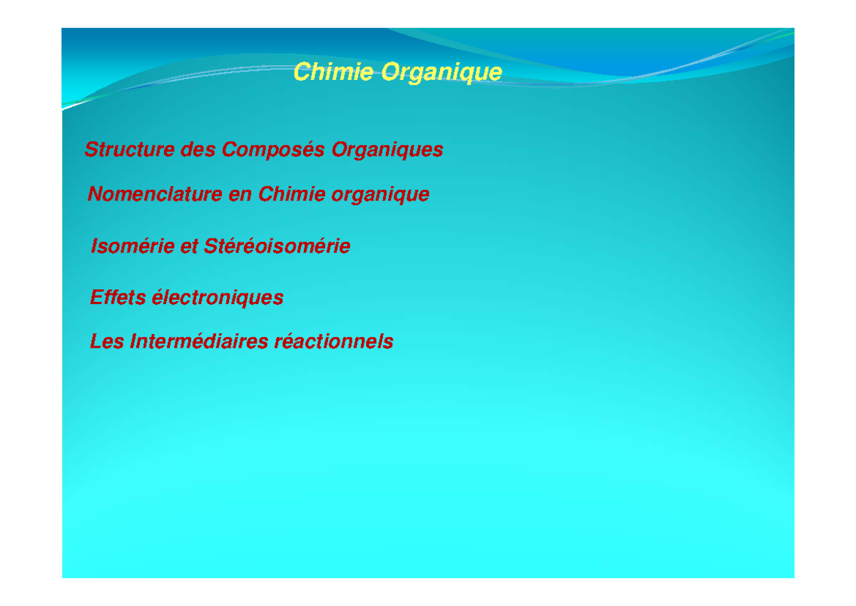 Cours Organique - nice - Chimie Organique Structure des Composés ...