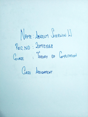 Toc alone notes on 29th october - theory of computation - Studocu