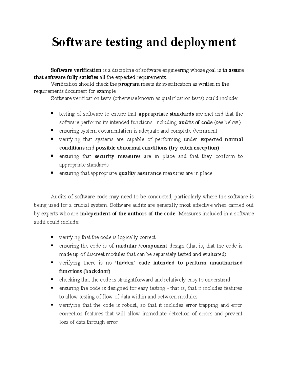 Software testing and deployment - Software testing and deployment ...