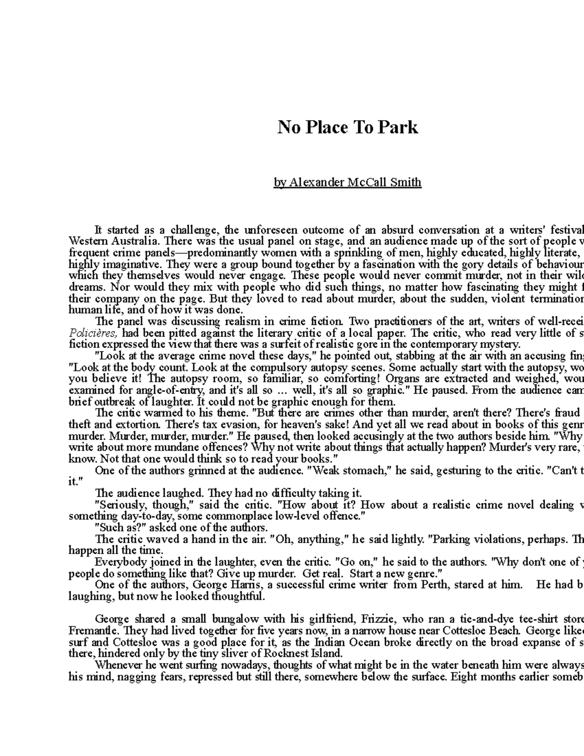 No place to park - No Place To Park by Alexander McCall Smith It ...