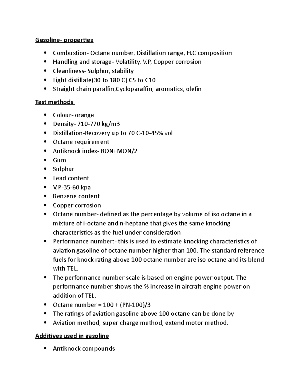 Test methods for gasoline and jet fuel - Gasoline- properties ...