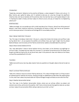 TORG 2YB-7- Reviewer ( Prelim) - TOUR GUIDING REVIEWER (PRELIM) WEEK 2 ...