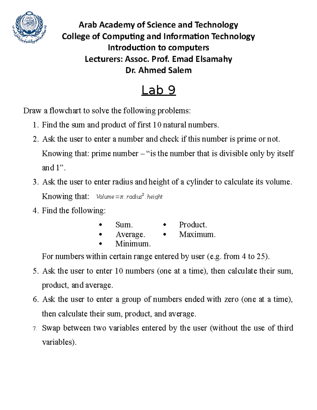 Lab 9 - Natural science - Studocu
