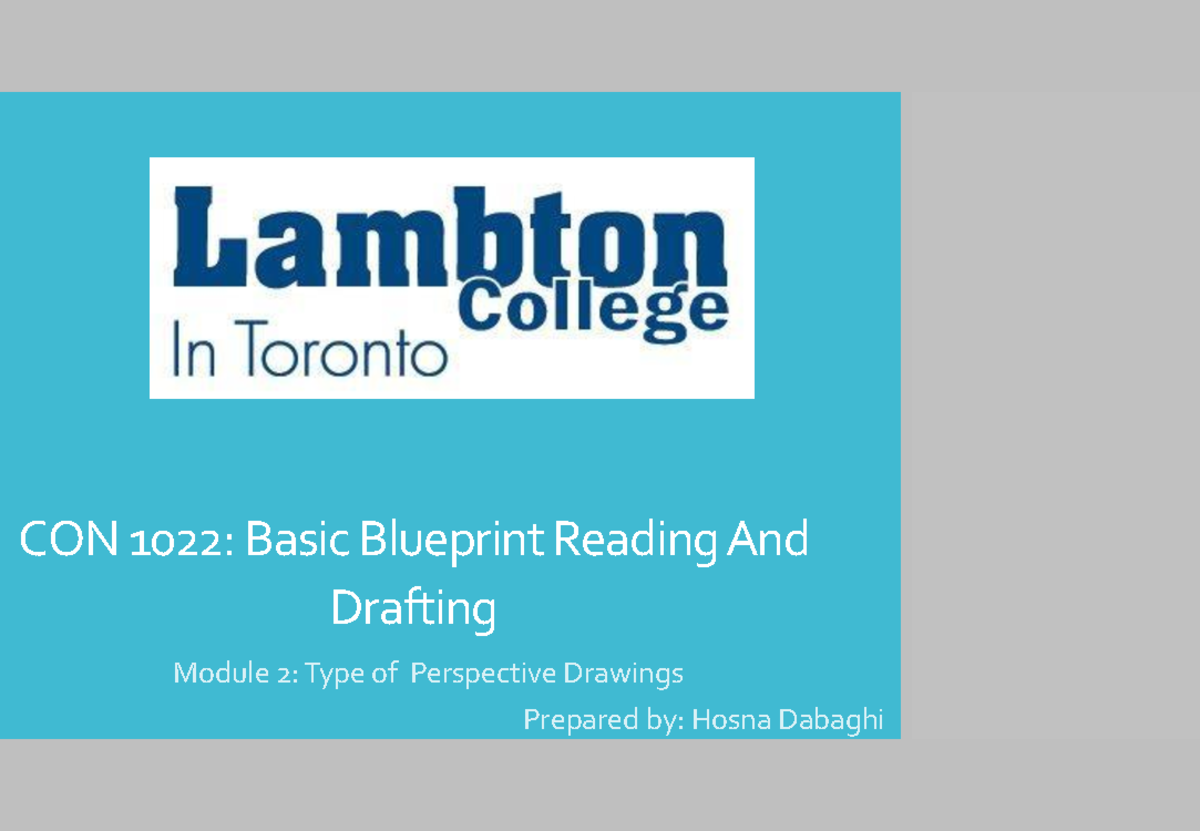 Module 2 Perspective Drawing Type - CON 1022: Basic Blueprint Reading ...