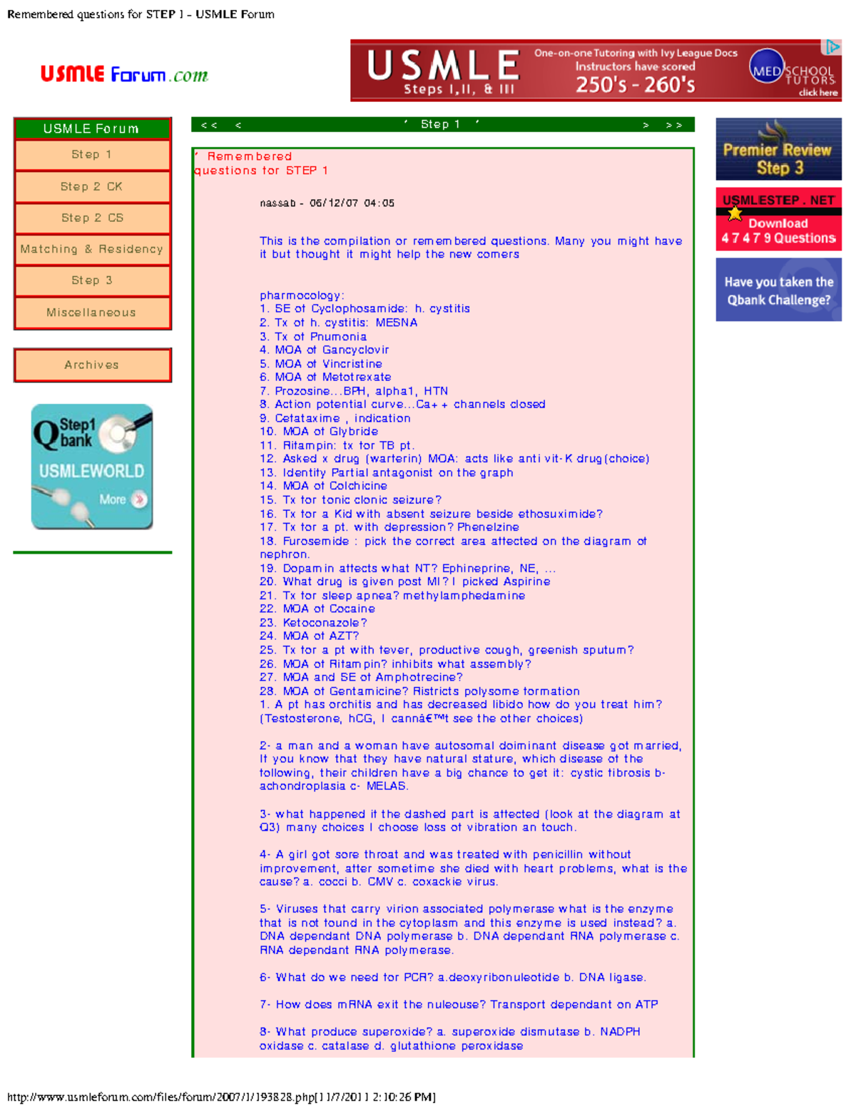 Remembered questions for step 1 usmle forum - USMLE Forum Step 1 Step 2 ...