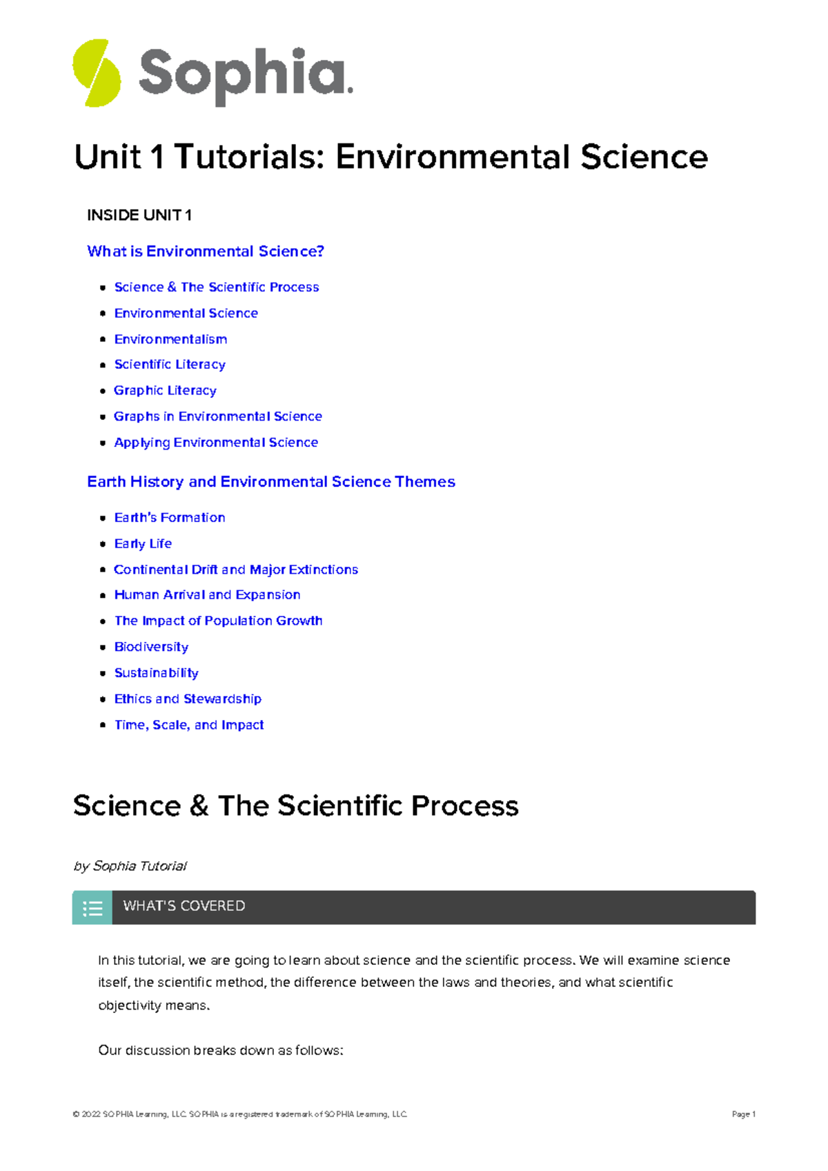 Unit-1-tutorials-environmental-science - Unit 1 Tutorials: Environmental Science INSIDE UNIT 1 ...