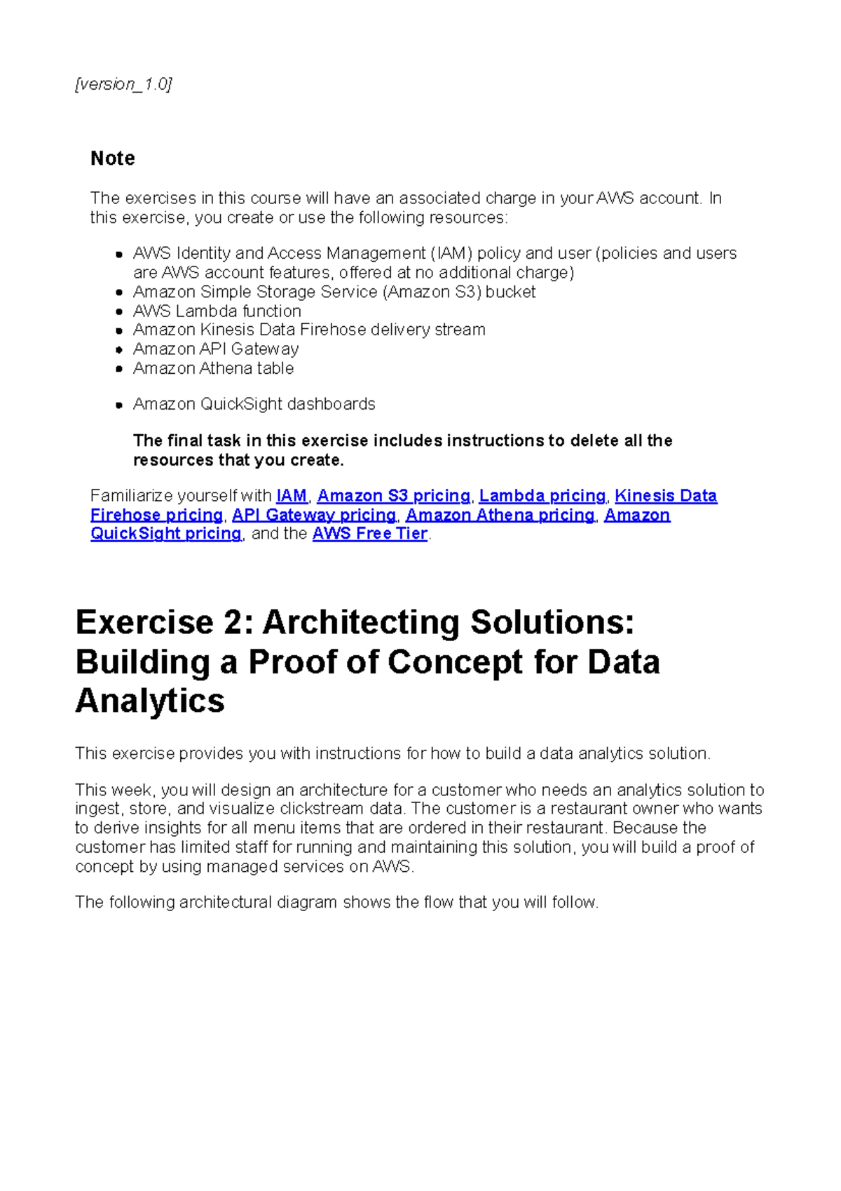 Exercise 2 Architecting Solutions Building a Proof of Concept for Data Analytics - [version_1 ...