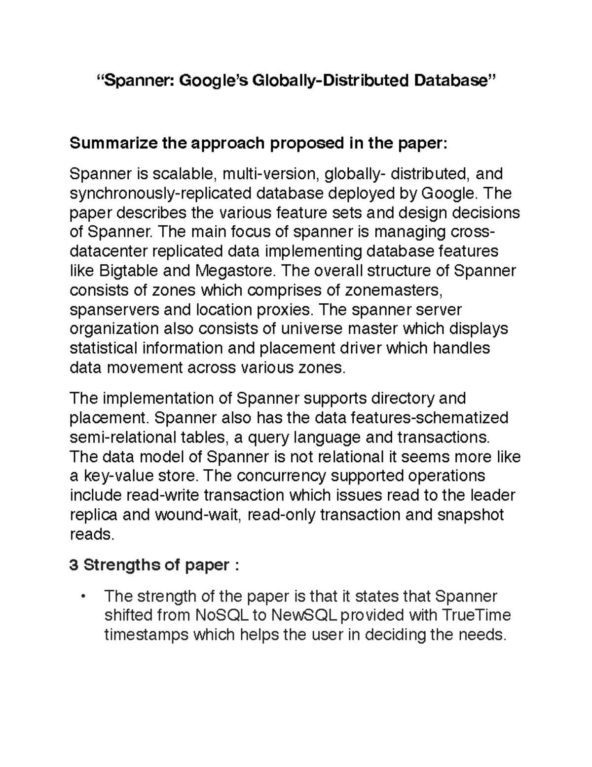 Spanner- Googleâ s Globally-Distributed Database - “Spanner: Google’s Globally-Distributed - Studocu