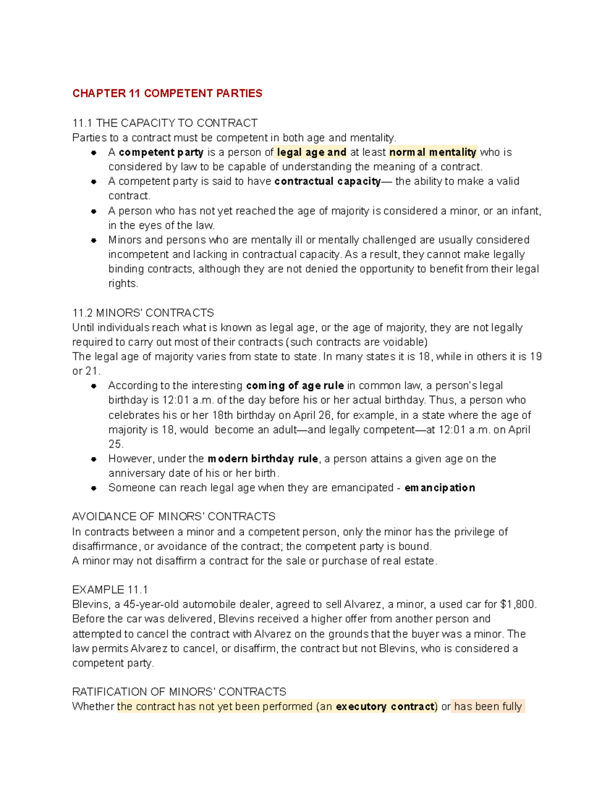 Chapter 11-15 Legal Environment of business - CHAPTER 11 COMPETENT ...