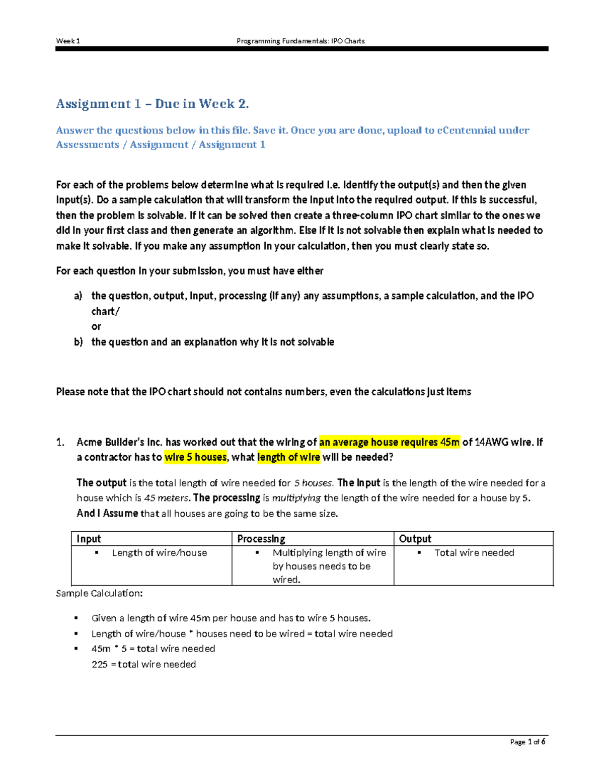 Assignment 01 ans - Assignment 1 – Due in Week 2. Answer the questions ...