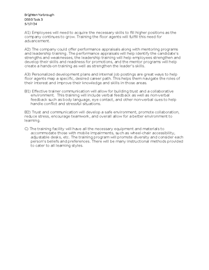 D353 Task 1 - Passed - Brighten Yarbrough D353 Task 1 5. A1) I would ...