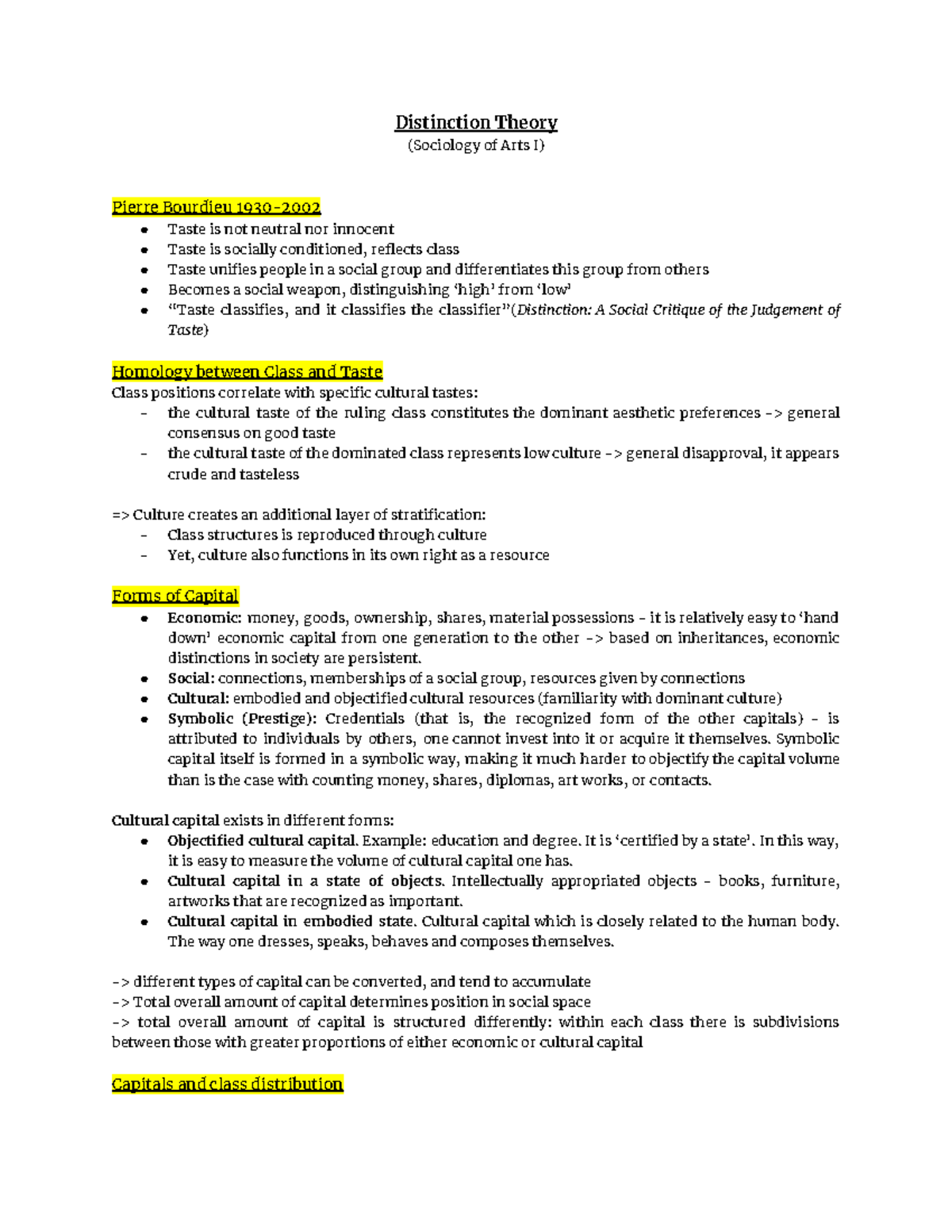 Distinction Theory Explained - Detailed lecture notes and readings for ...