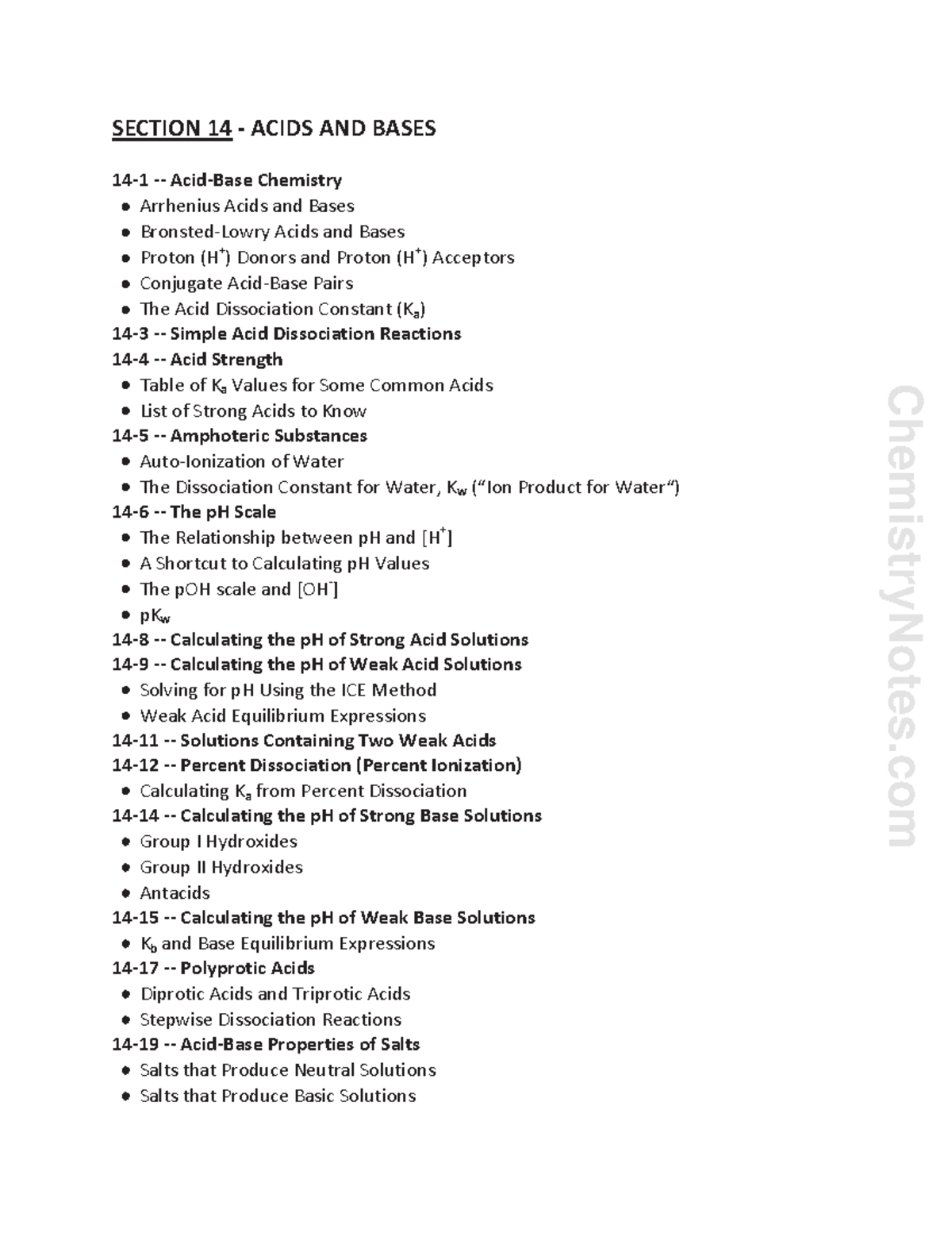 Section 14 acids and bases - SECTION 14 - ACIDS AND BASES 14-1 - Acid ...