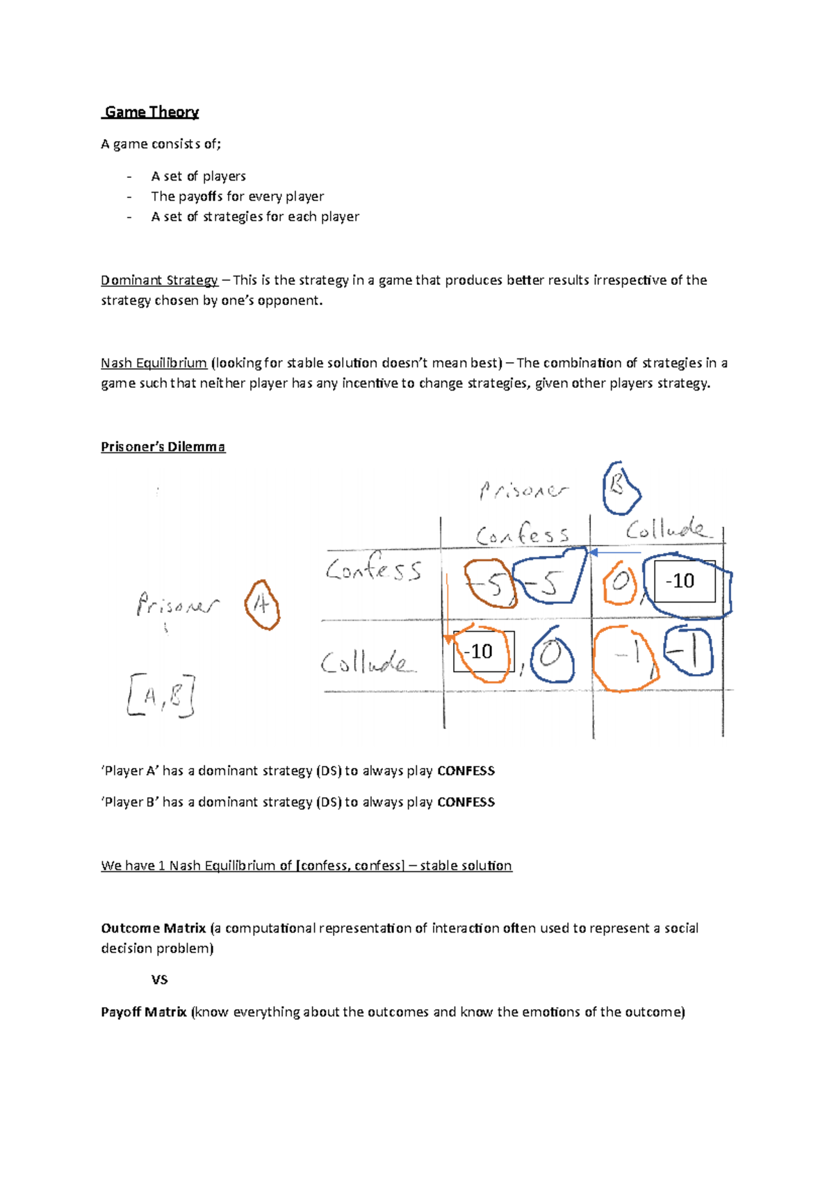 Game Theory - These are all the notes from this course and the teacher ...