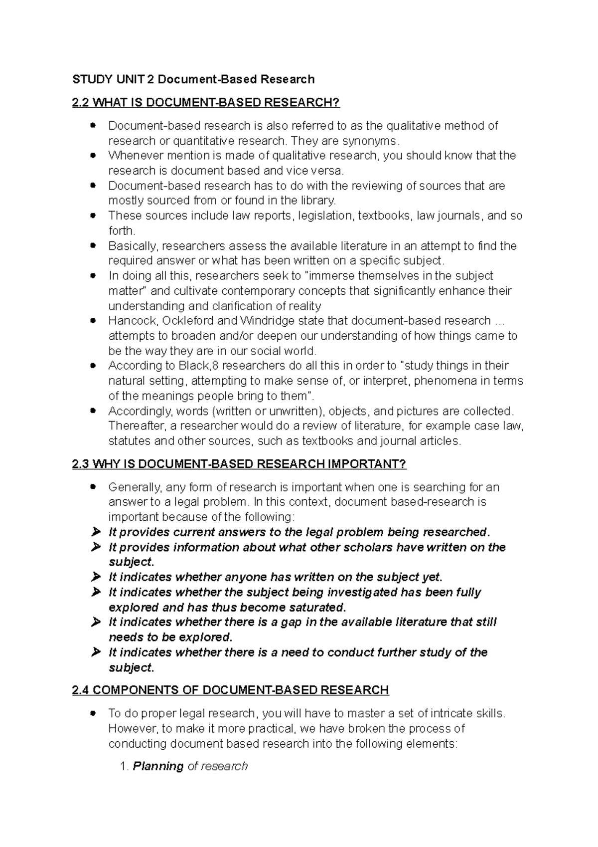 Study UNIT 2 Document - NOTES - STUDY UNIT 2 Document-Based Research 2 ...