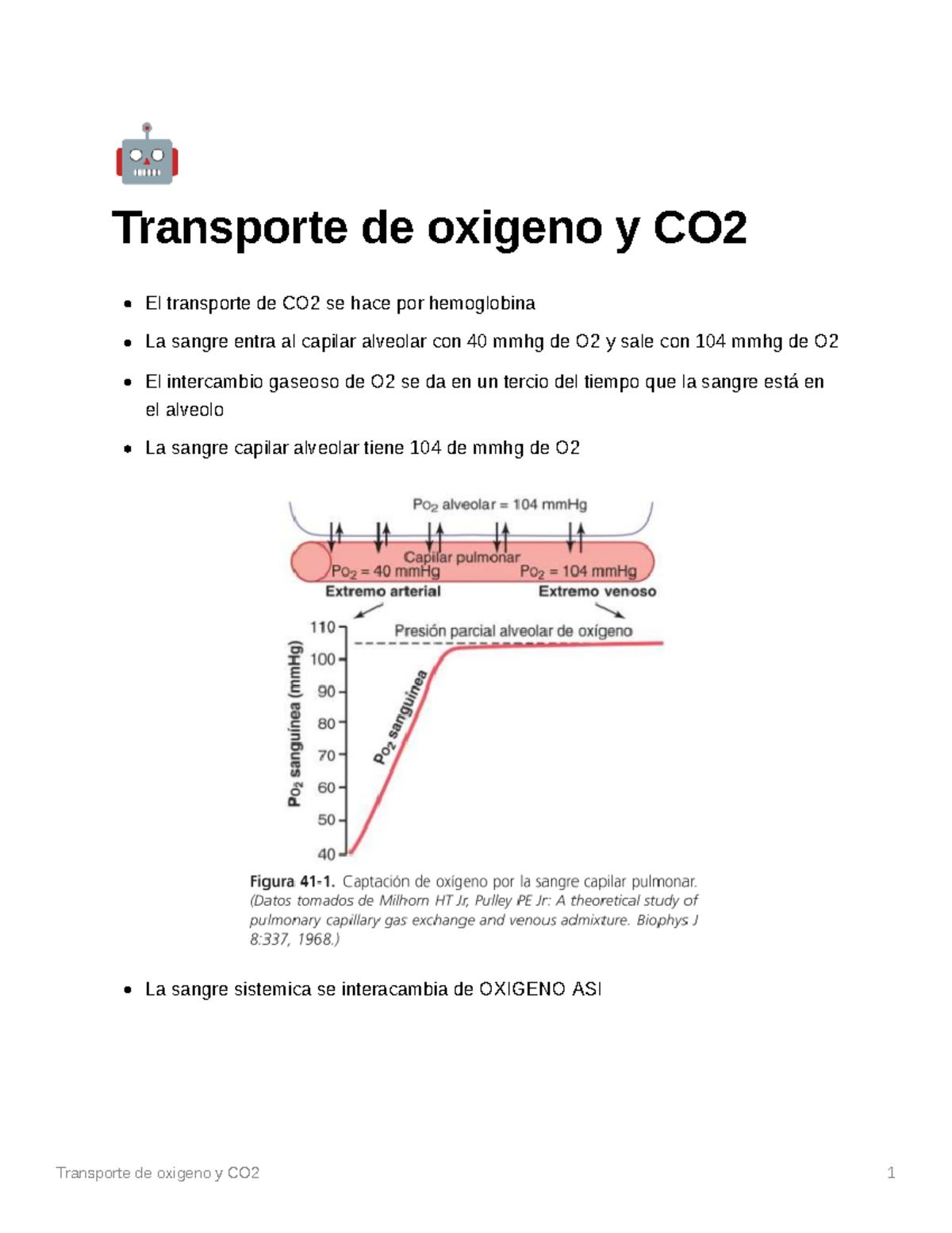 Transporte de oxigeno y CO2 - F Transporte de oxigeno y CO El transporte de CO2 se hace por ...