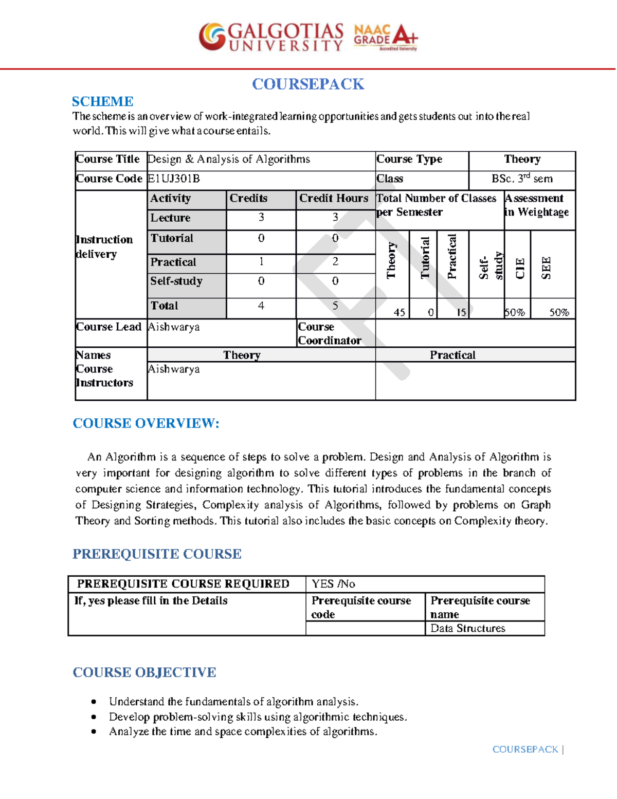 DAA bsc Coursepack Aishwarya E1UJ301B - COURSEPACK | COURSEPACK SCHEME ...