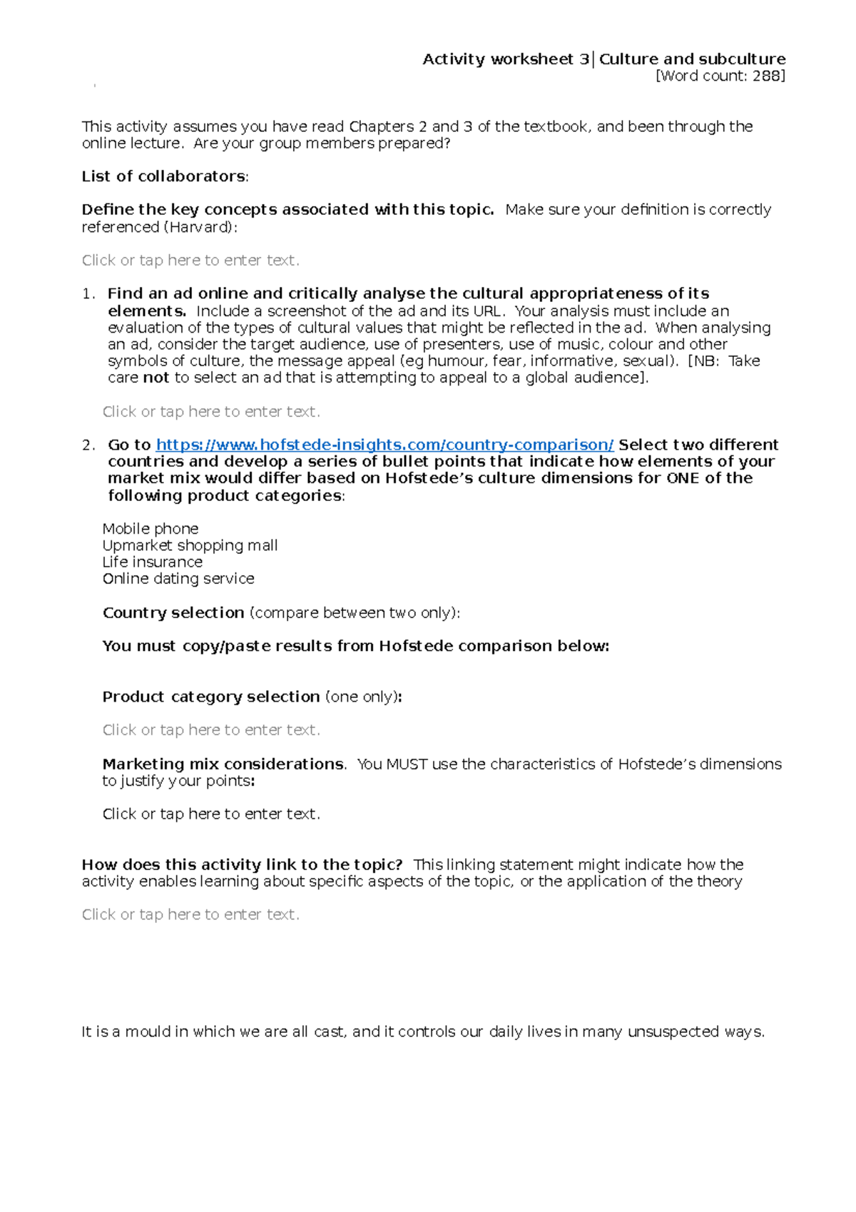 3 Culture and subculture v4 - Activity worksheet 3│Culture and ...