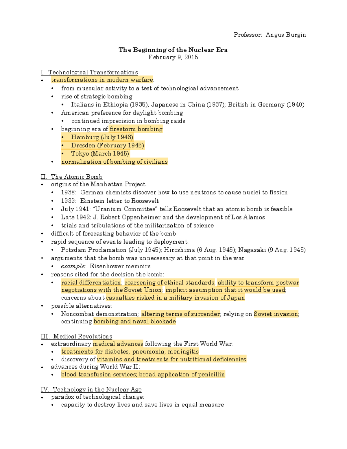 Lecture 5 - Professor: Angus Burgin The Beginning of the Nuclear Era ...