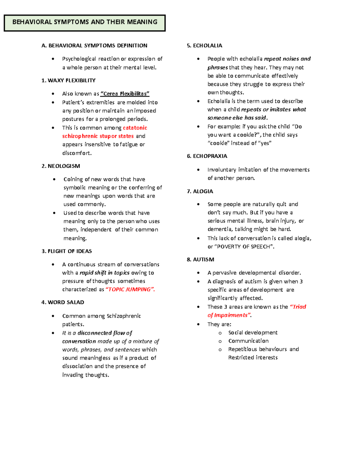 Behavioral Symptoms - GOODL QUALITY - A. BEHAVIORAL SYMPTOMS DEFINITION ...