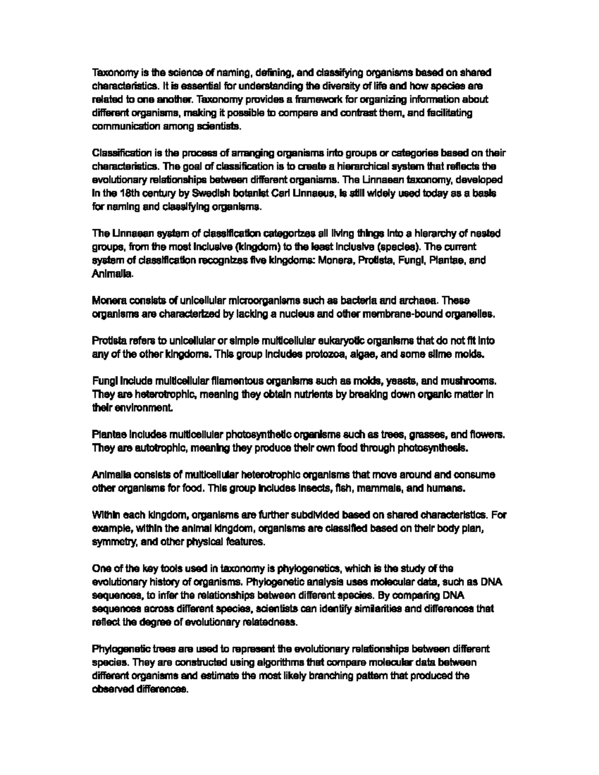 Taxonomy and classification of organisms - BIOL 1030 - Studocu