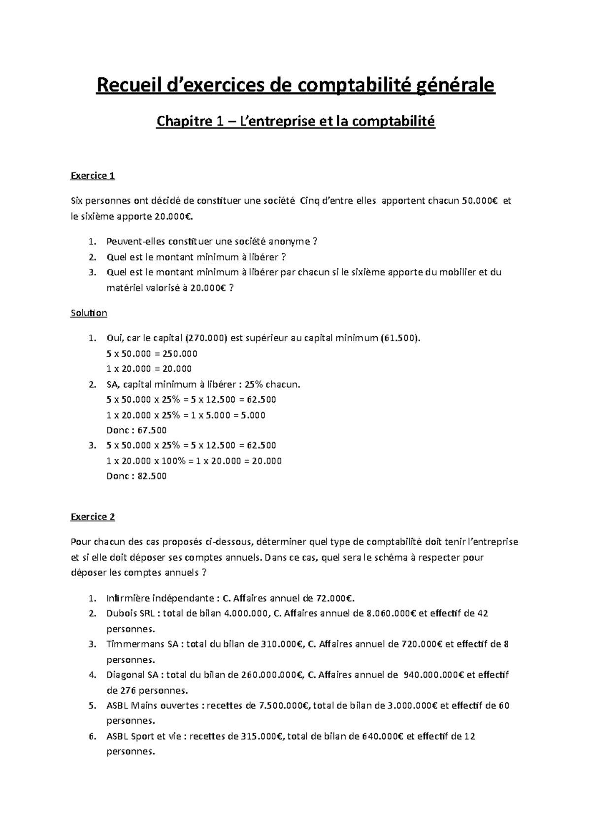 Exercice récapitulatif - Solution compta des entreprises - Comptabilité ...