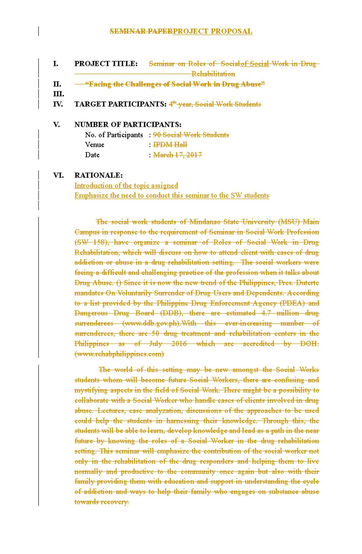 Project Proposal - SEMINAR PAPERPROJECT PROPOSAL I. PROJECT TITLE ...