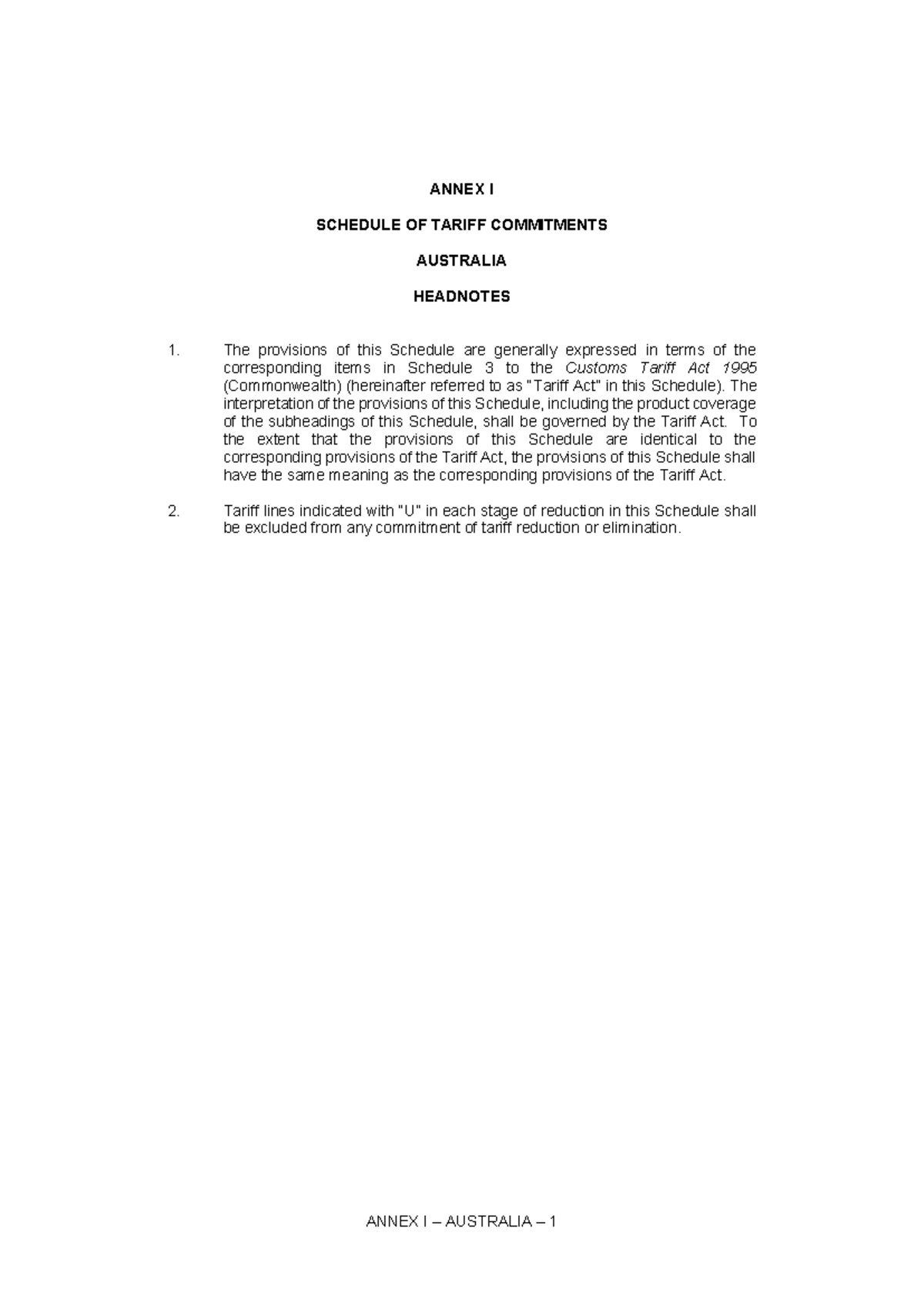 Rcep headnote to schedule of australia - ANNEX I – AUSTRALIA – 1 ANNEX ...