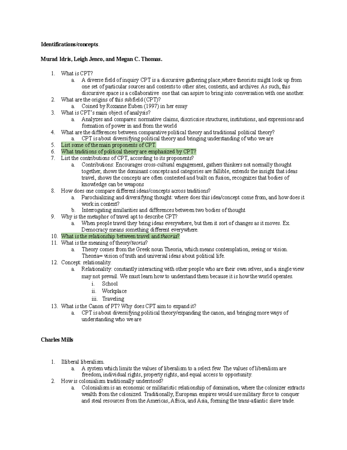COMP Study Guide - Mendez - Identifications/concepts. Murad Idris ...