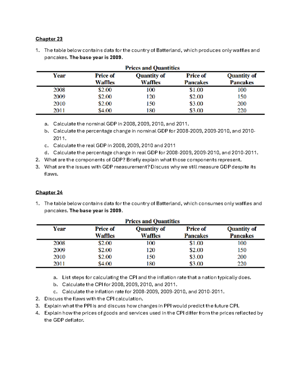 Practice problems chap 23,24,25,26,28,29 - Chapter 23 The table below contains data for the ...