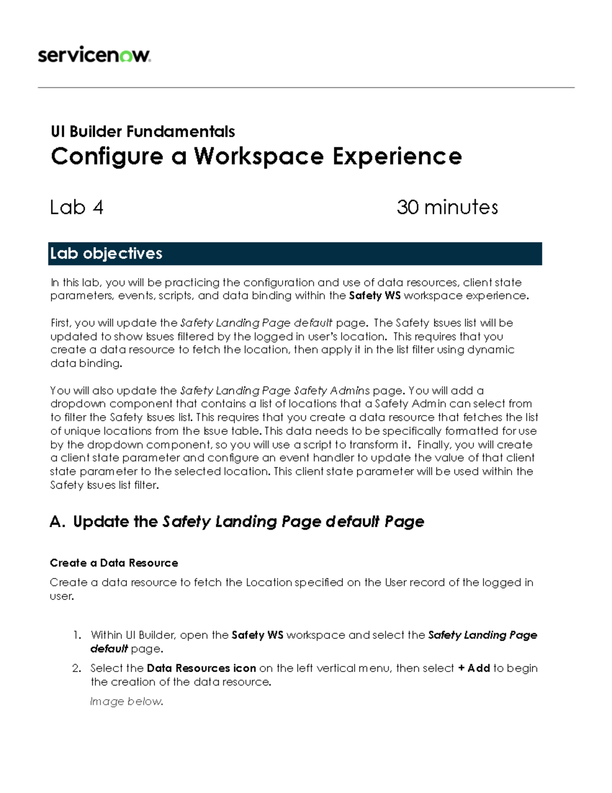 UIB Fundamentals Lab 4 - Configure a Workspace Experience - UI Builder ...
