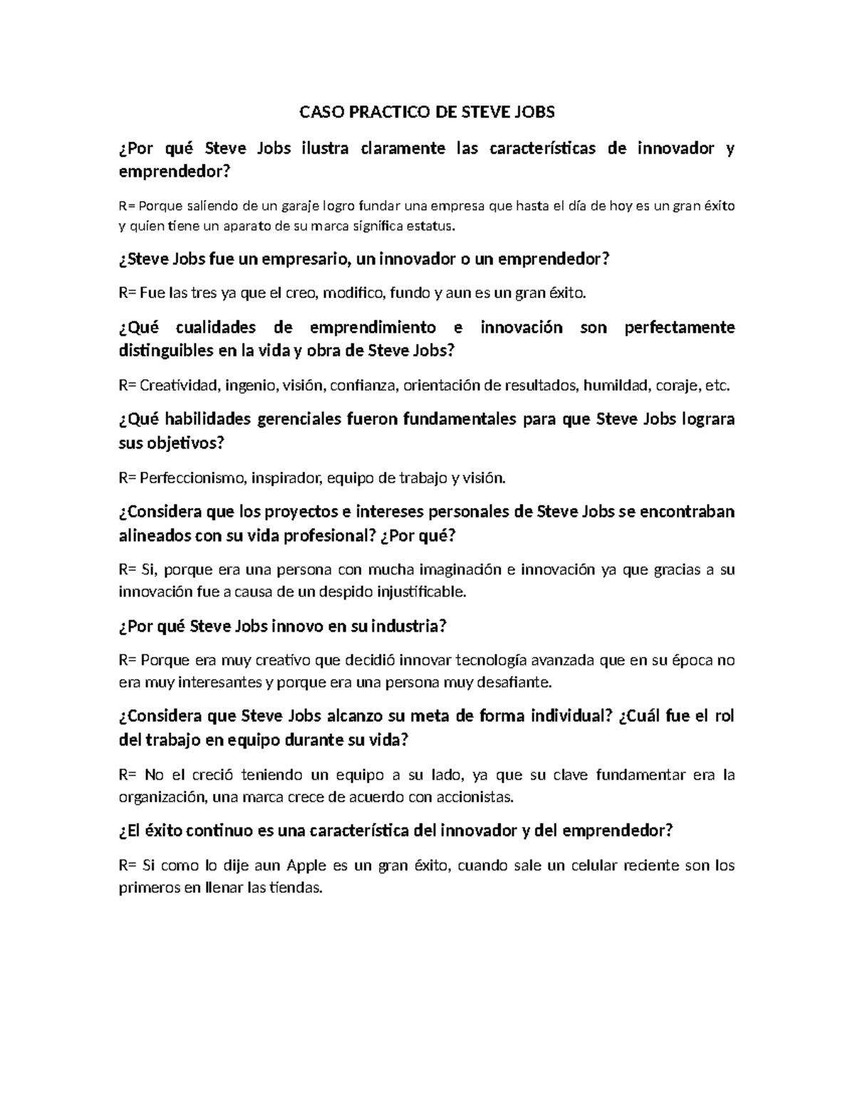 CASO Practico DE Steve JOBS - CASO PRACTICO DE STEVE JOBS ¿Por qué Steve Jobs ilustra claramente ...