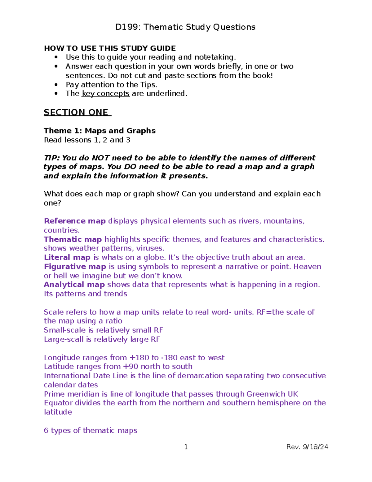 Thematic Study Questions - HOW TO USE THIS STUDY GUIDE · Use this to ...