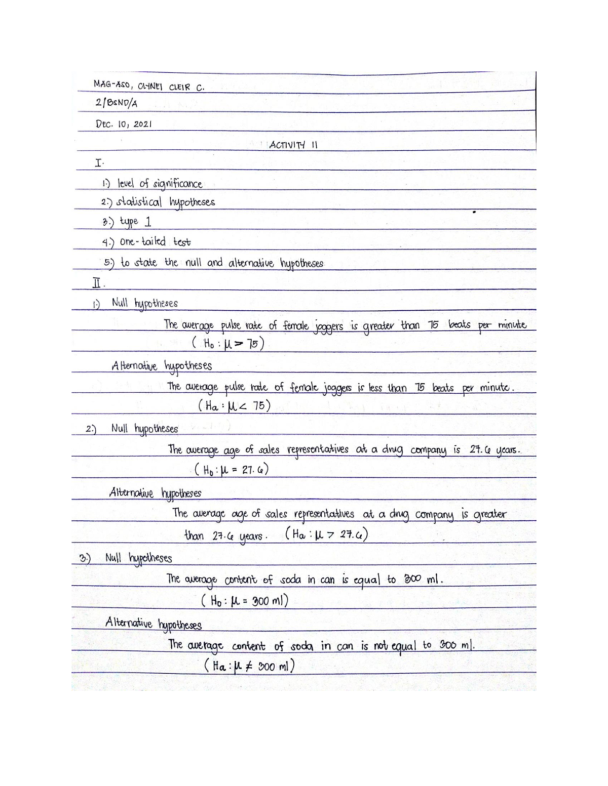 Biostatistical Analysis Activity 11 - Biostatistics - Studocu