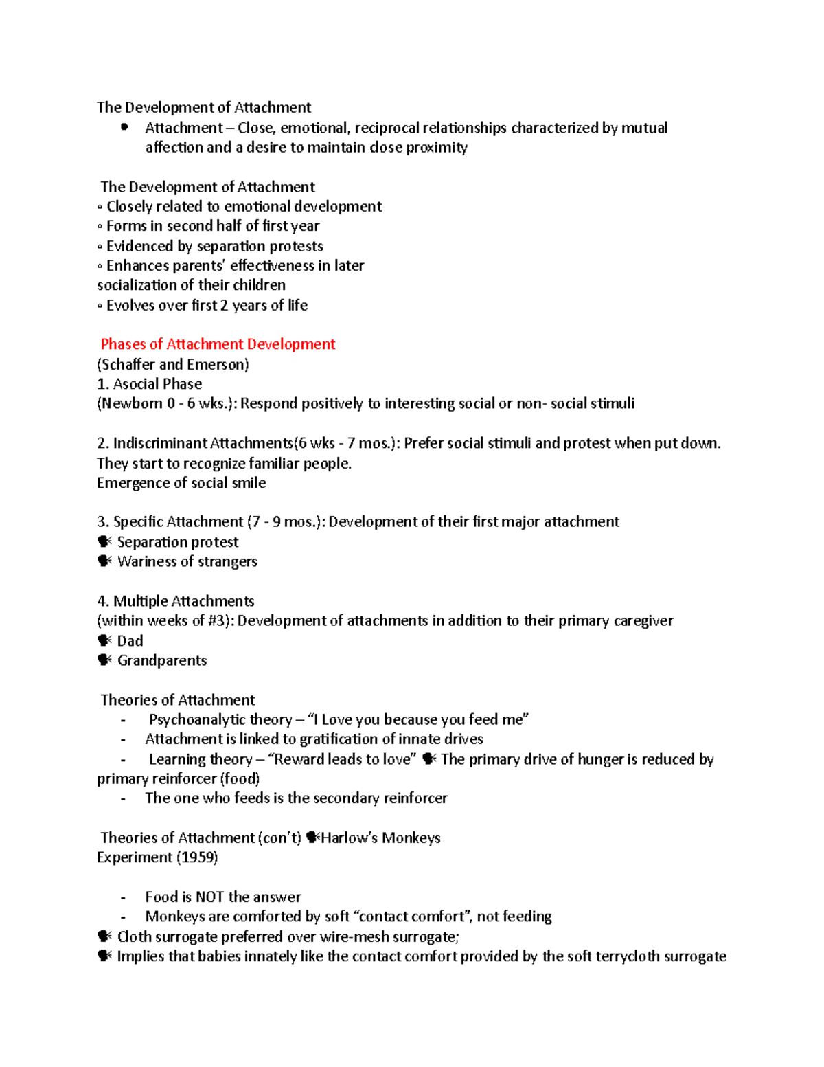 The Development of Attachment - Asocial Phase (Newborn 0 - 6 wks ...