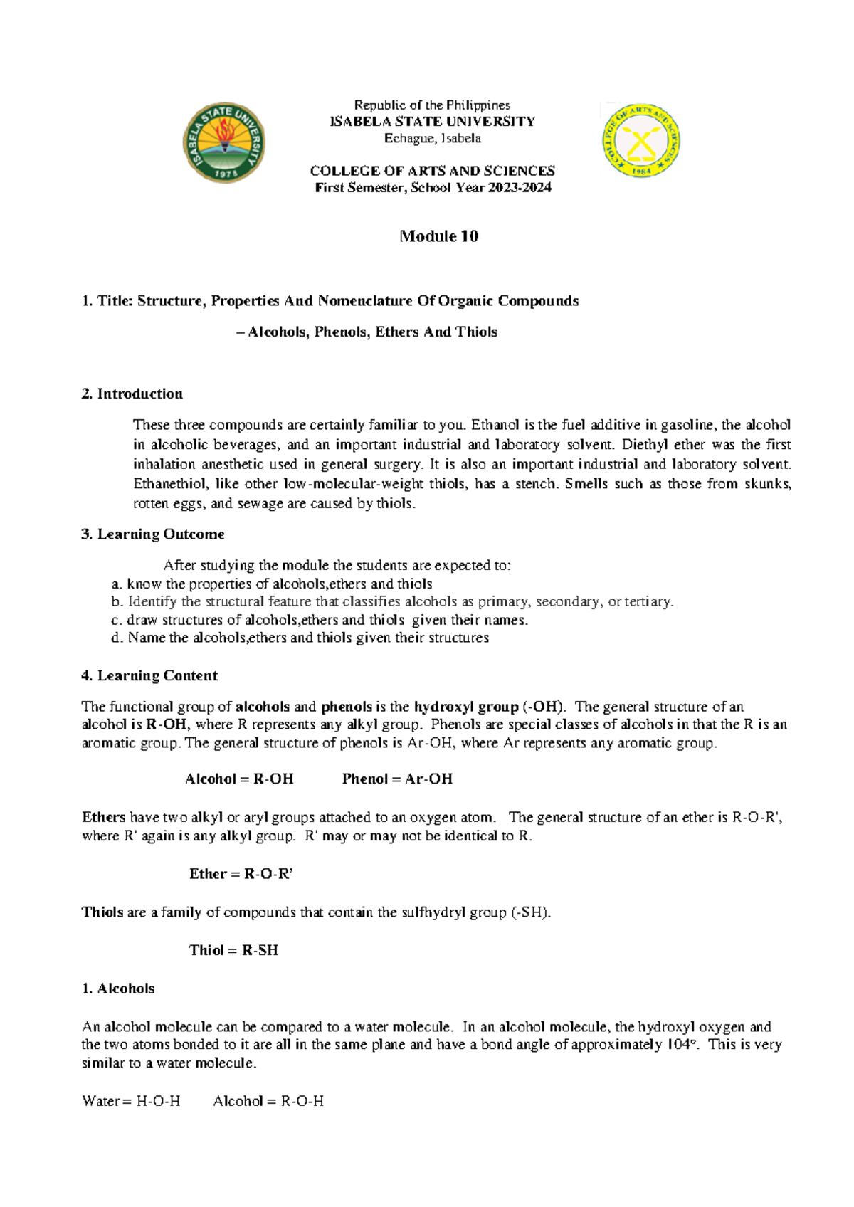Module-10 - Module 10 Title: Structure, Properties And Nomenclature Of ...