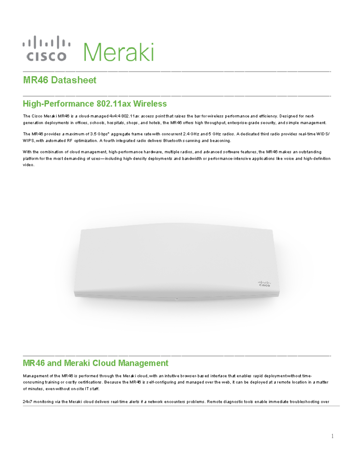 MR46 Datasheet - MR46 Datasheet High-Performance 802 Wireless The Cisco ...