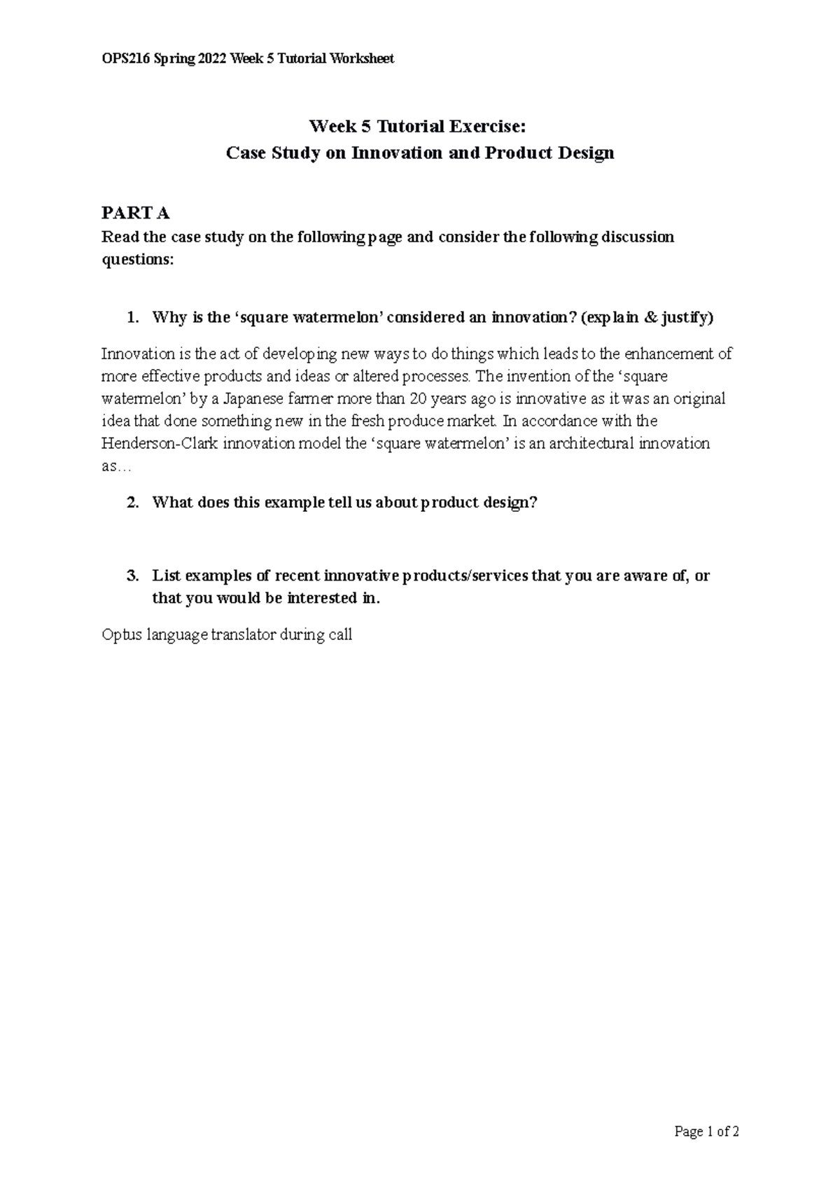 OPS216 Spring 2022 - Week 5 Worksheet - OPS216 Spring 2022 Week 5 Tutorial Worksheet Week 5 ...