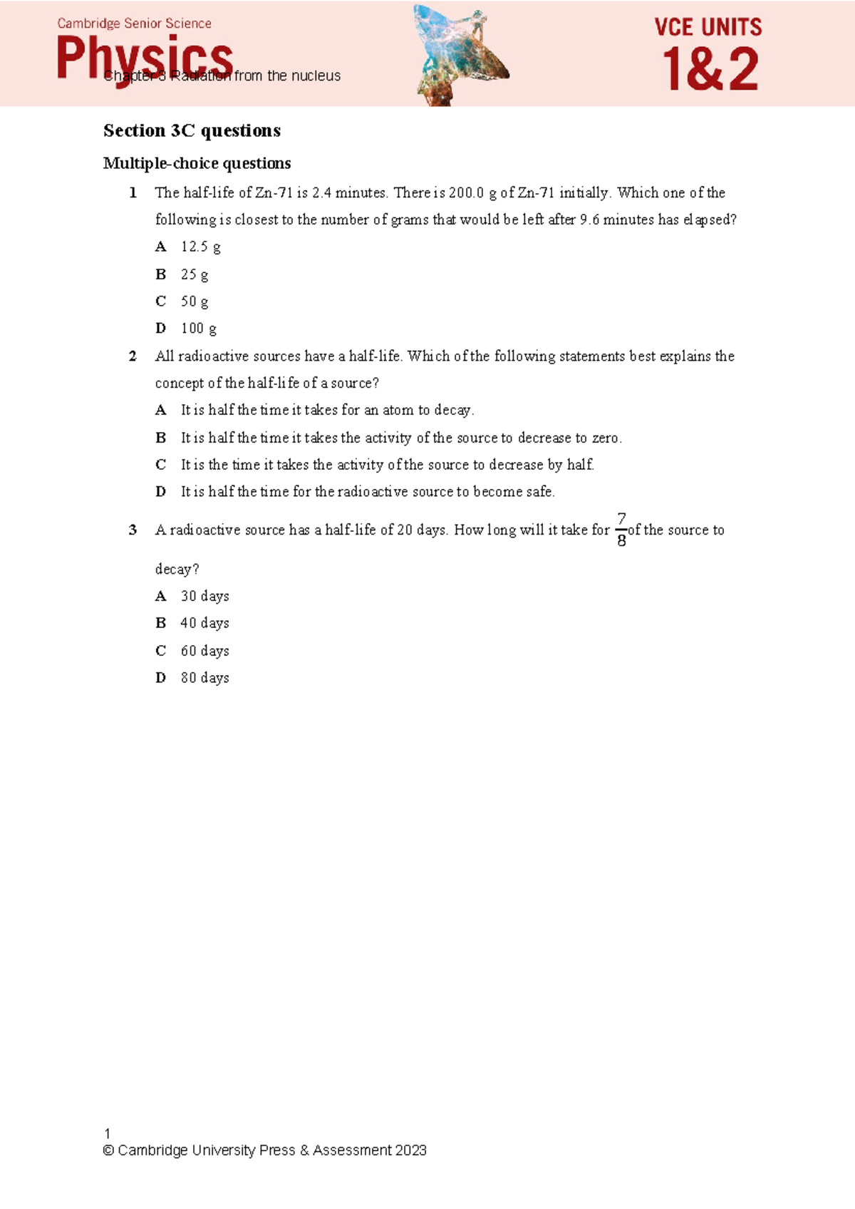 End of section review 3C - Chapter 3 Radiation from the nucleus Section ...