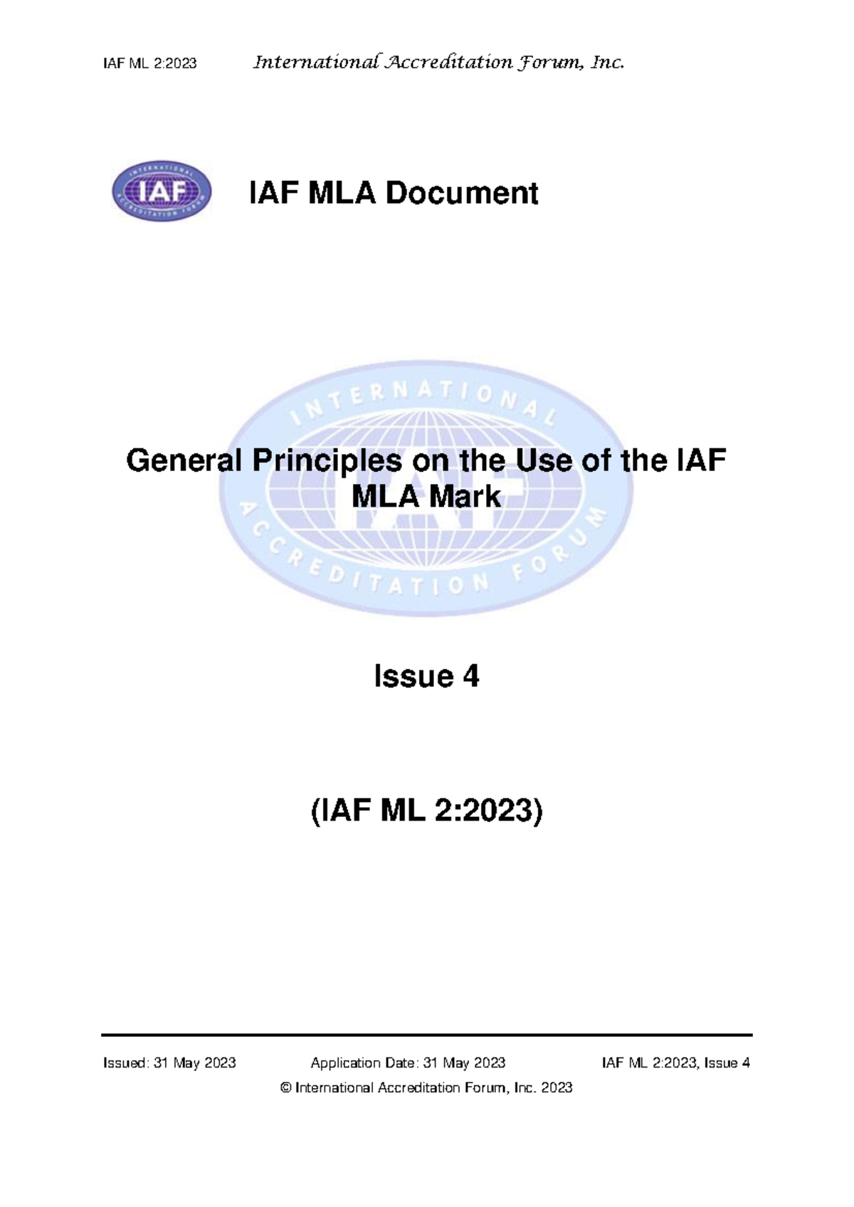 IAF ML2 2023 MLA Mark Use Issue 4 31052023 - Issued: 31 May 2023 ...