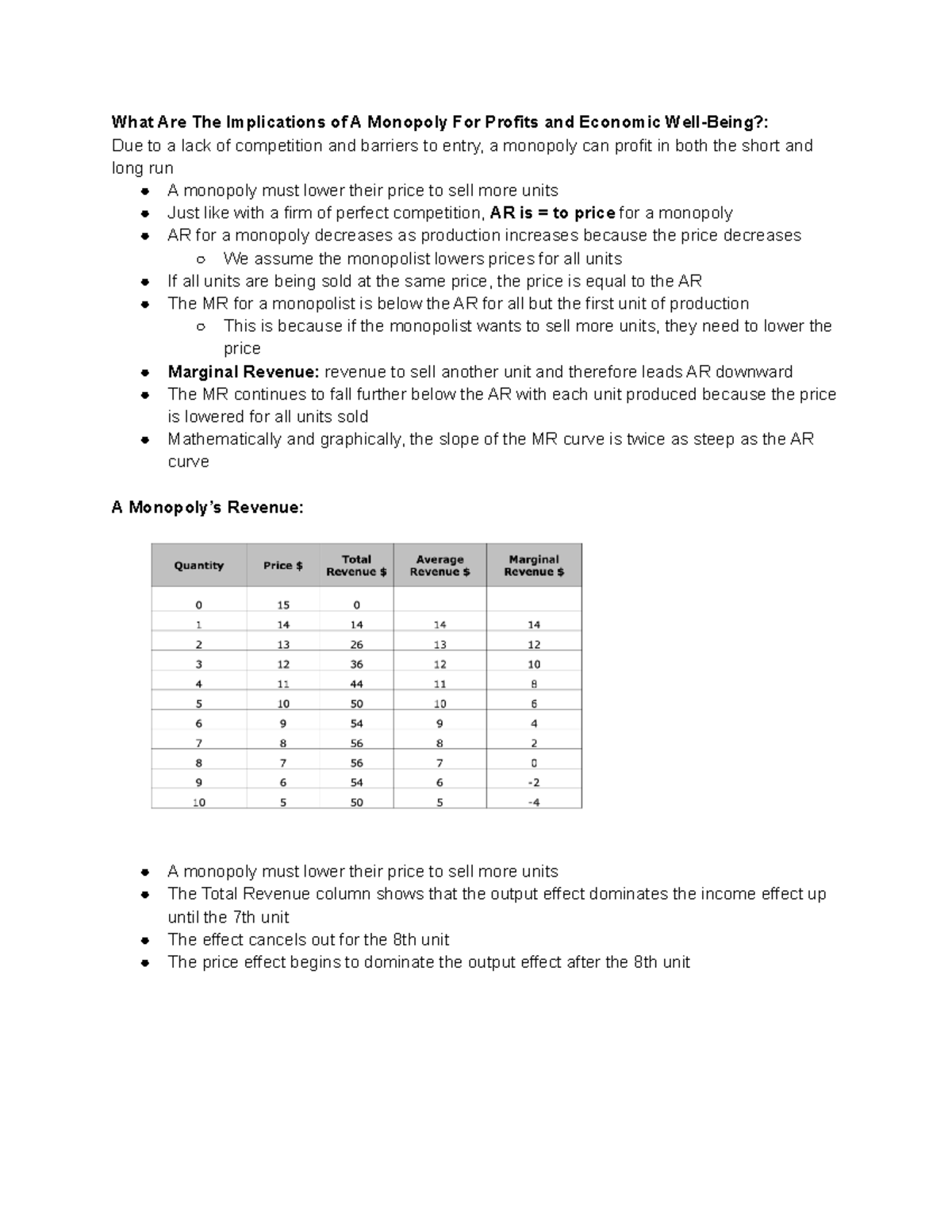 Economics Unit 9 Monopoly Notes Part 2 - What Are The Implications of A ...