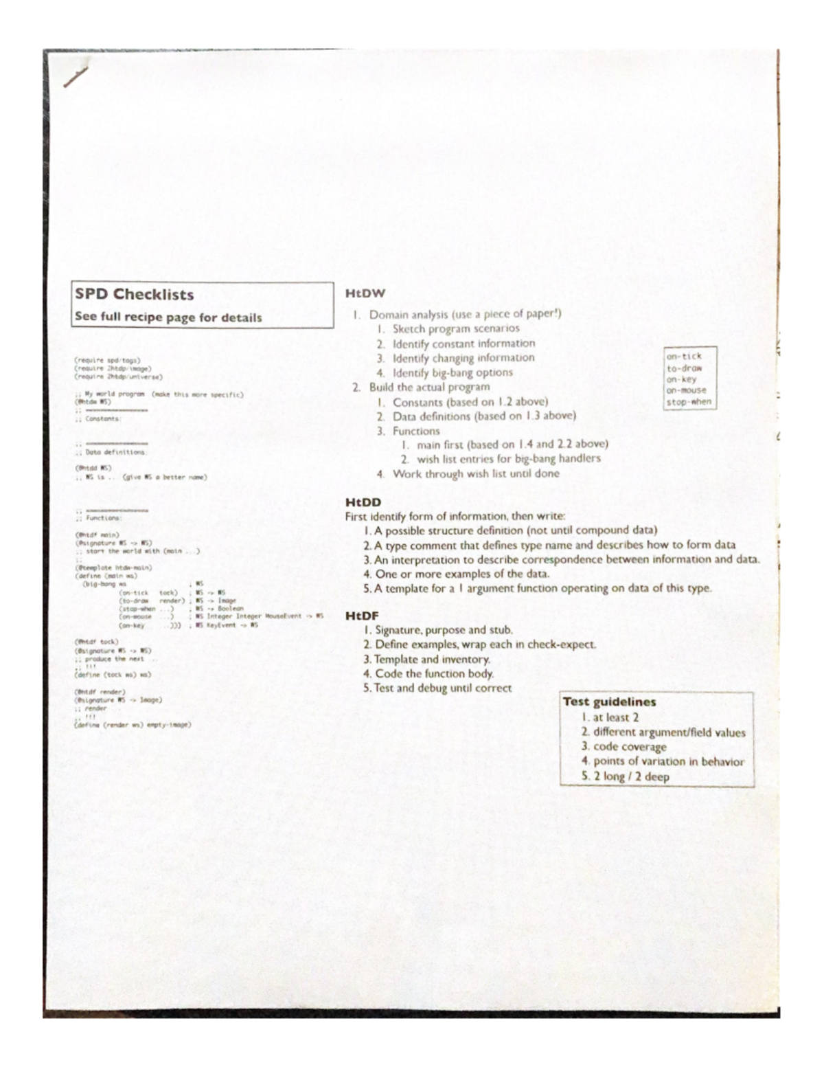 Spd Checklist - CPSC100 - Studocu