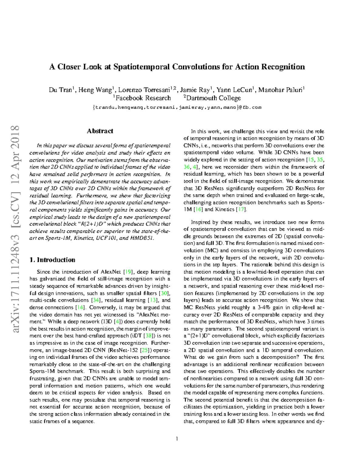 1711.11248 - Book - A Closer Look at Spatiotemporal Convolutions for ...
