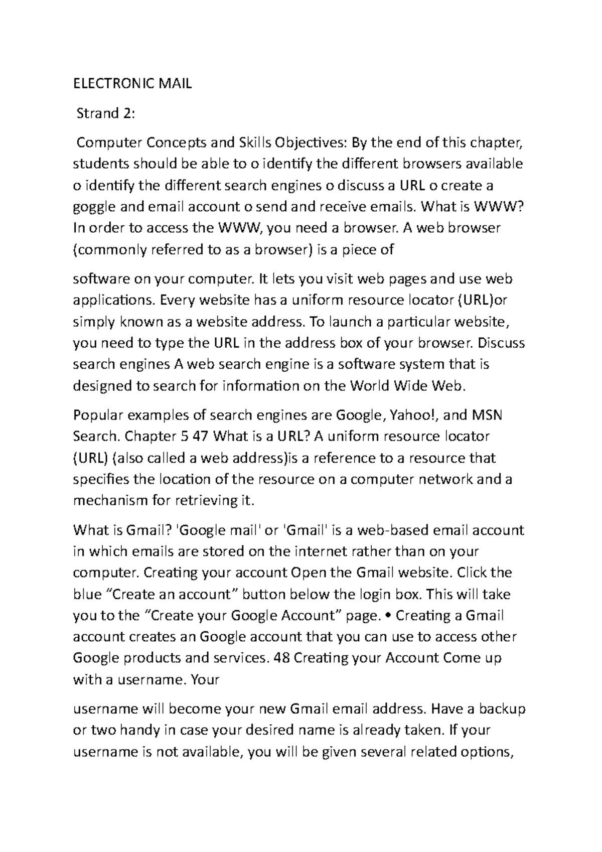 Electronic MAIL - Its notes - ELECTRONIC MAIL Strand 2: Computer ...